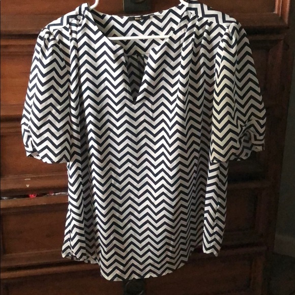 Milano | Tops | Navy Chevron Blouse | Poshmark